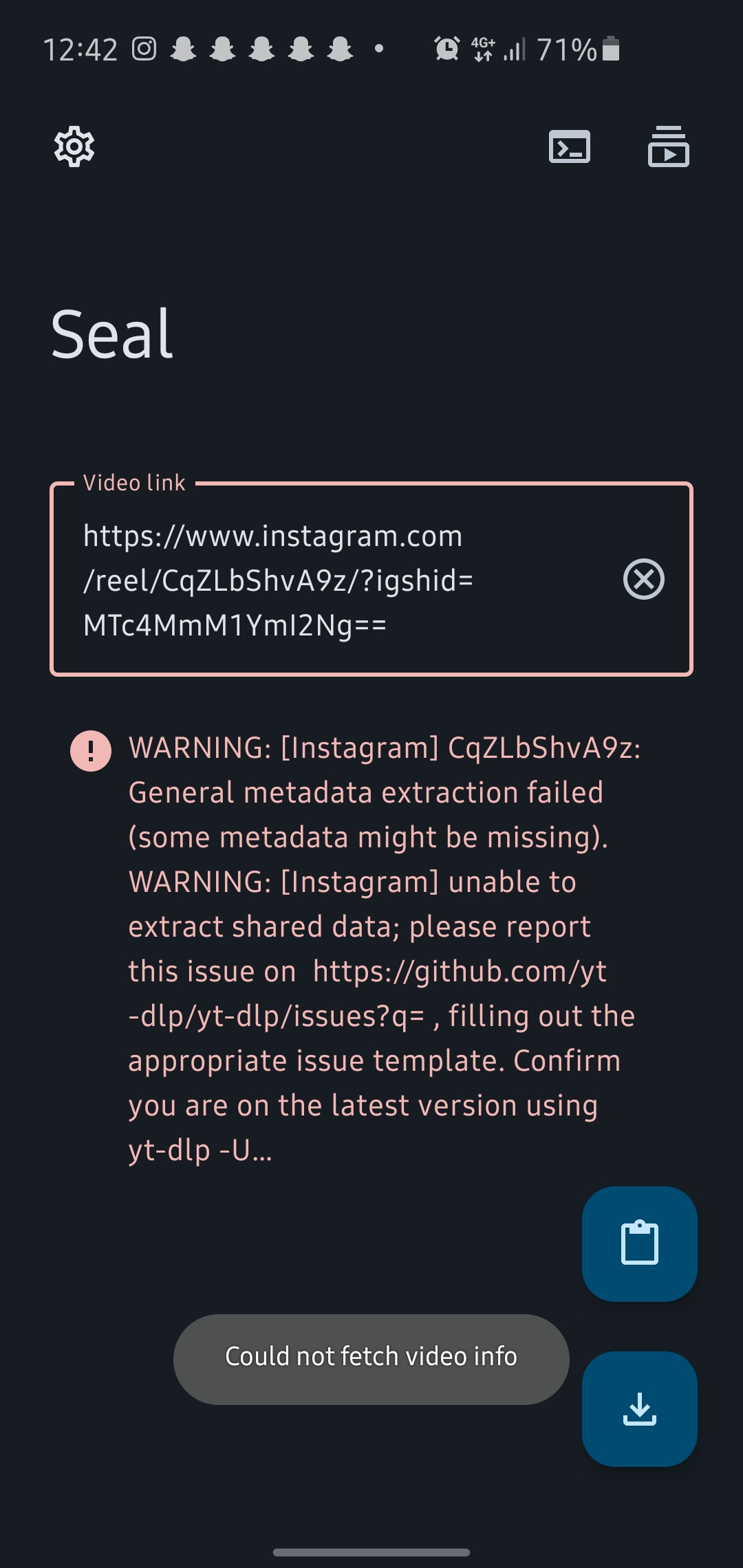 Cannot Download Reels From Insta · Issue 789 · Junkfood02seal · Github