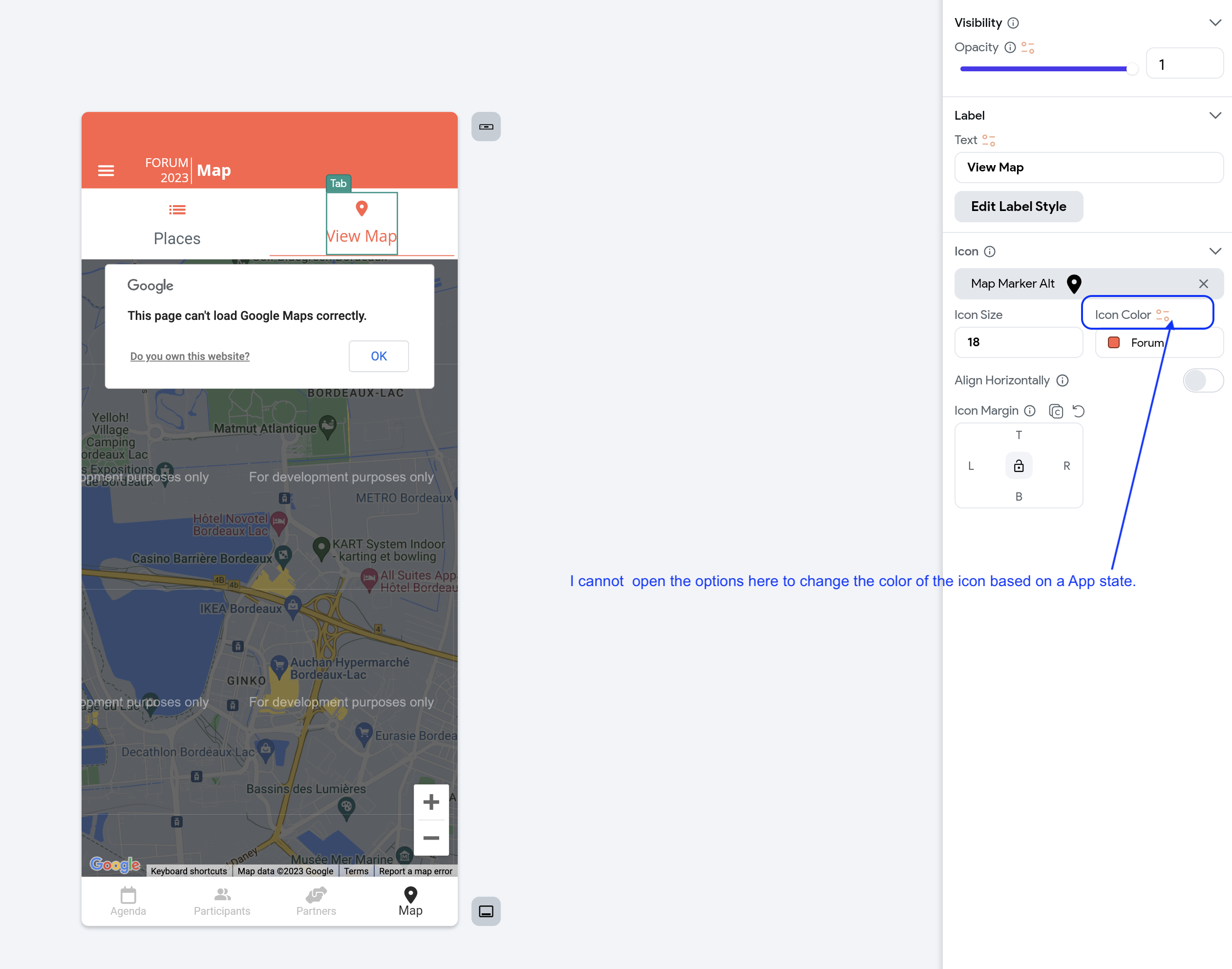 Problem on the MapPage with the TabBar icon color options · Issue #1892 · FlutterFlow ...
