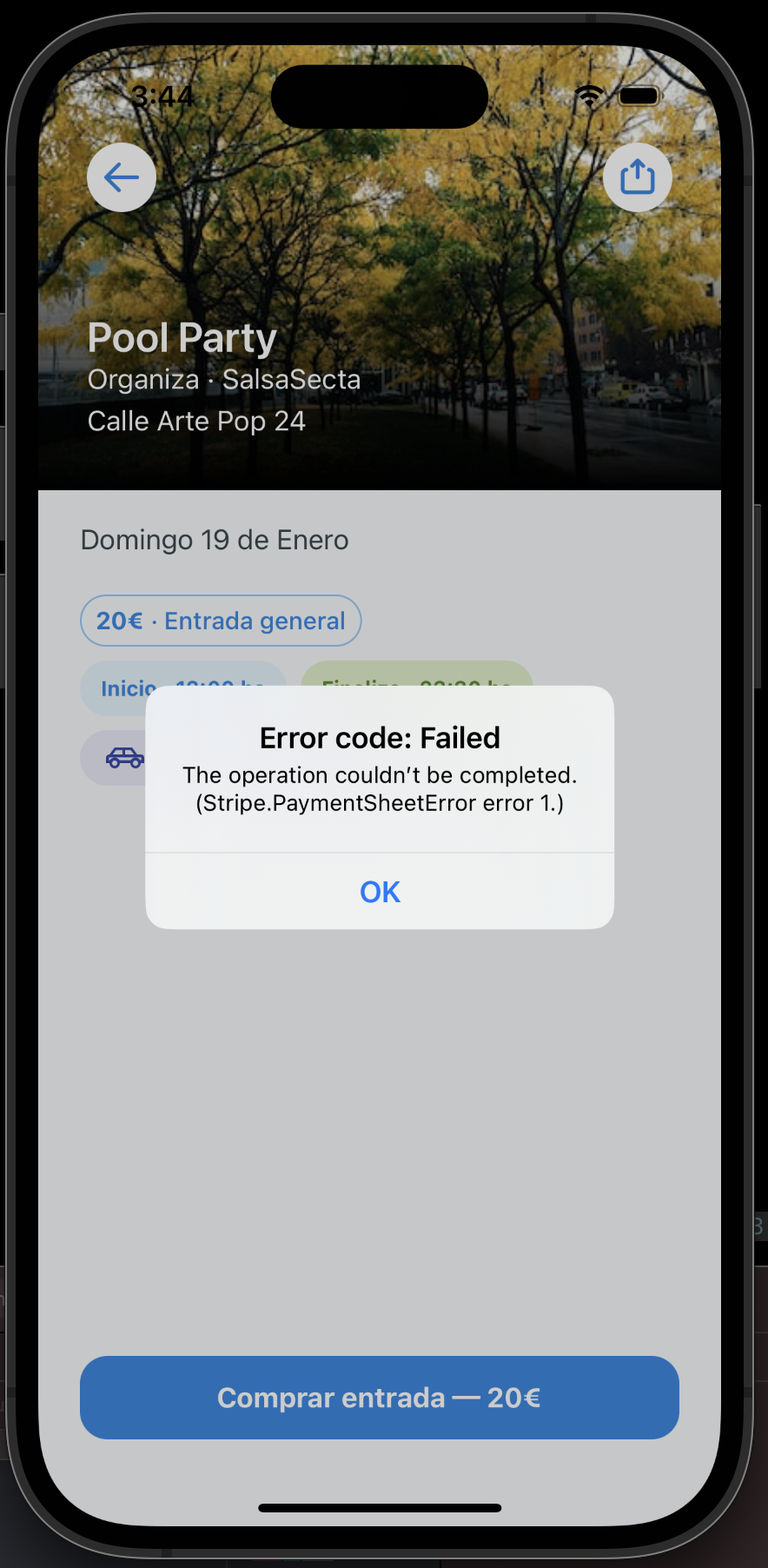 Payment sheet not opening with Error Code: Failed. The operation couldn't be completed Stripe ...