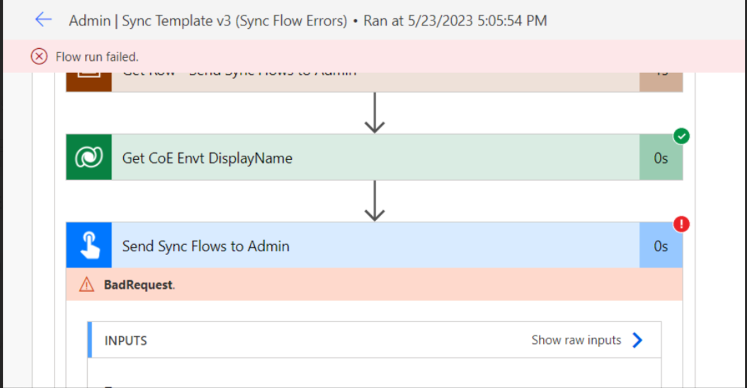 Coe Starter Kit Issue Issue Admin Sync Template V3 Sync Flow Errors Is Failing