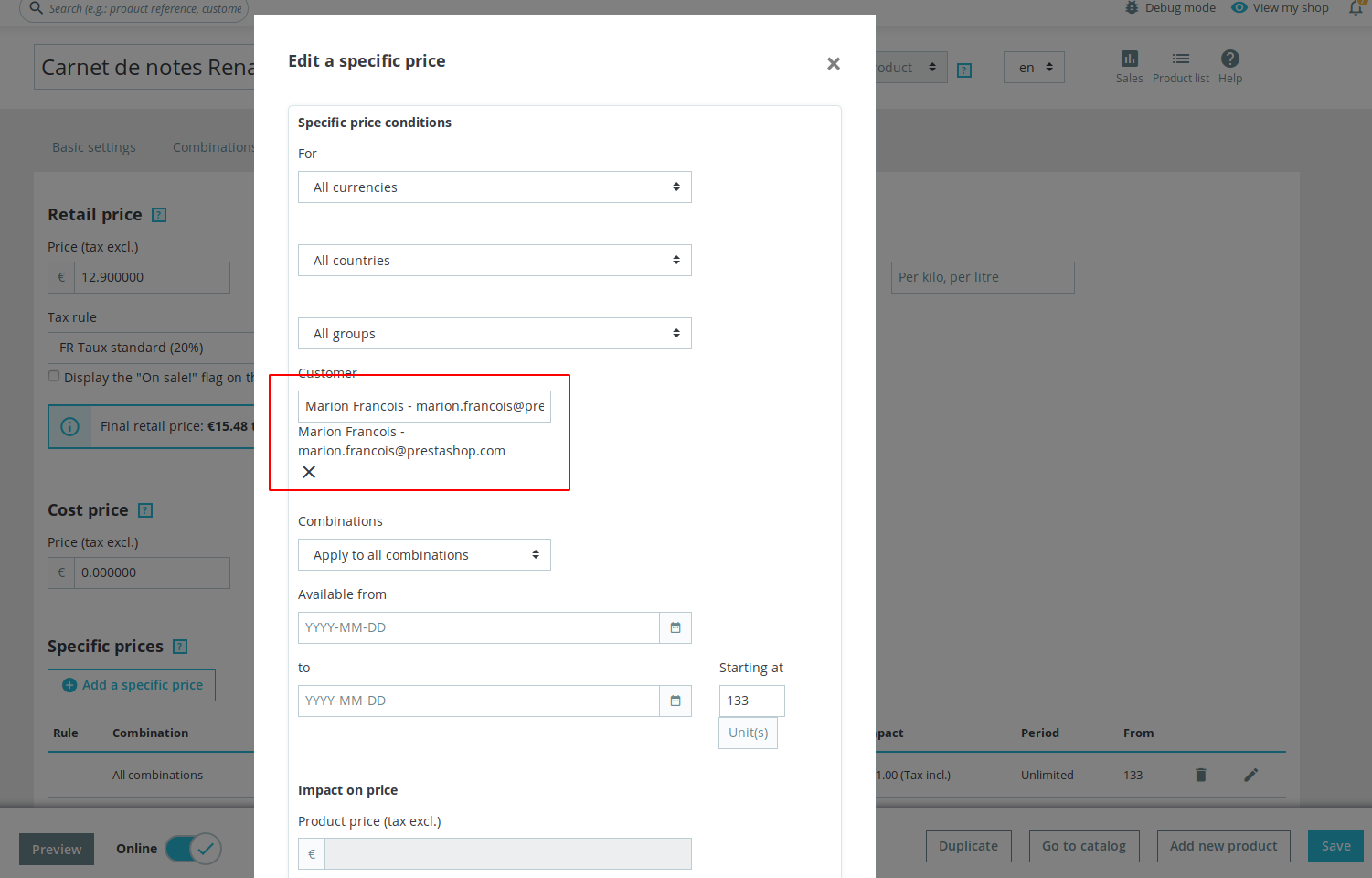 Edit a specific price issues · Issue #10175 · PrestaShop/PrestaShop · GitHub