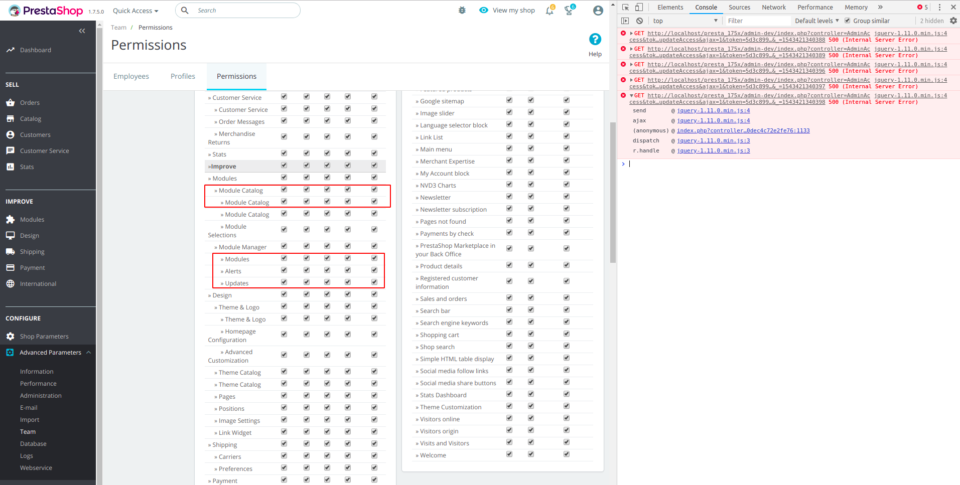 Can't enable or disable some modules permissions · Issue #11547 · PrestaShop/PrestaShop · GitHub