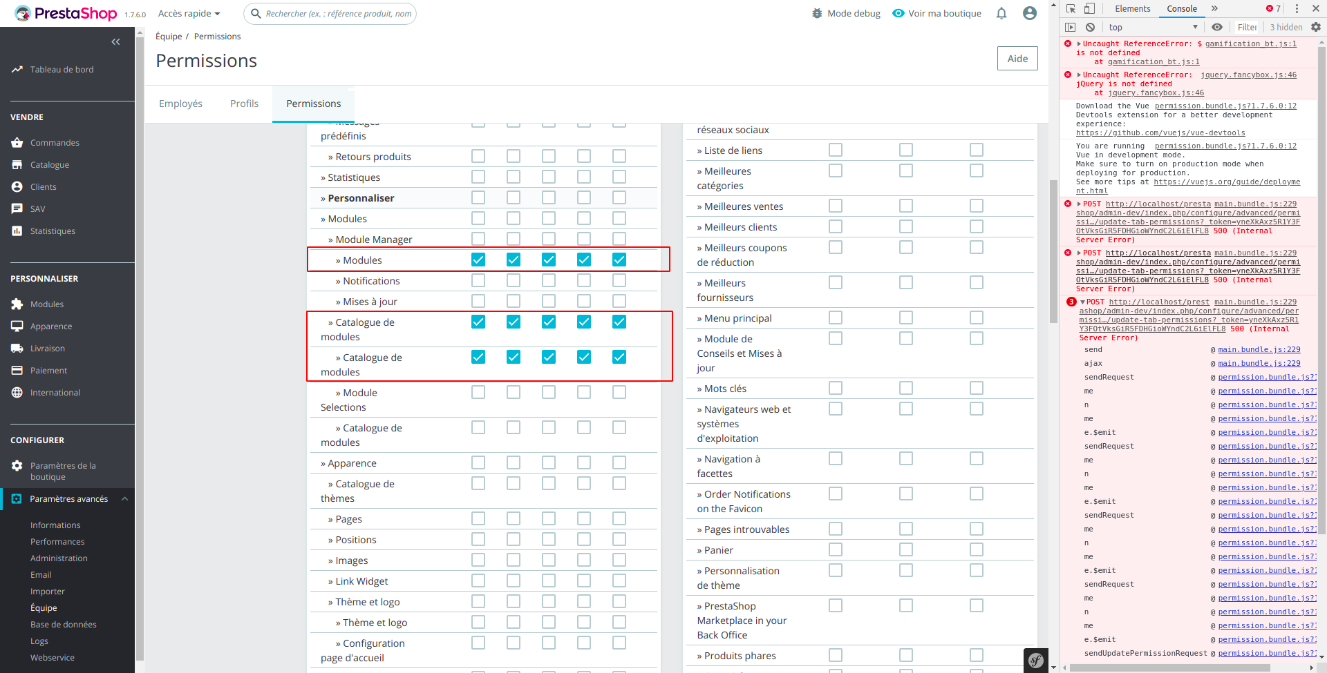 Can't enable or disable some modules permissions · Issue #11547 · PrestaShop/PrestaShop · GitHub