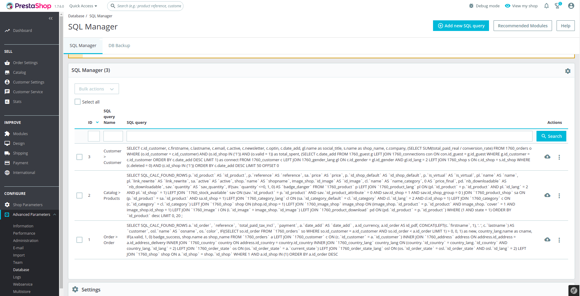 Undefined Checkedform Error On Valid Queries In Sql Manager · Issue 10908 · Prestashop 