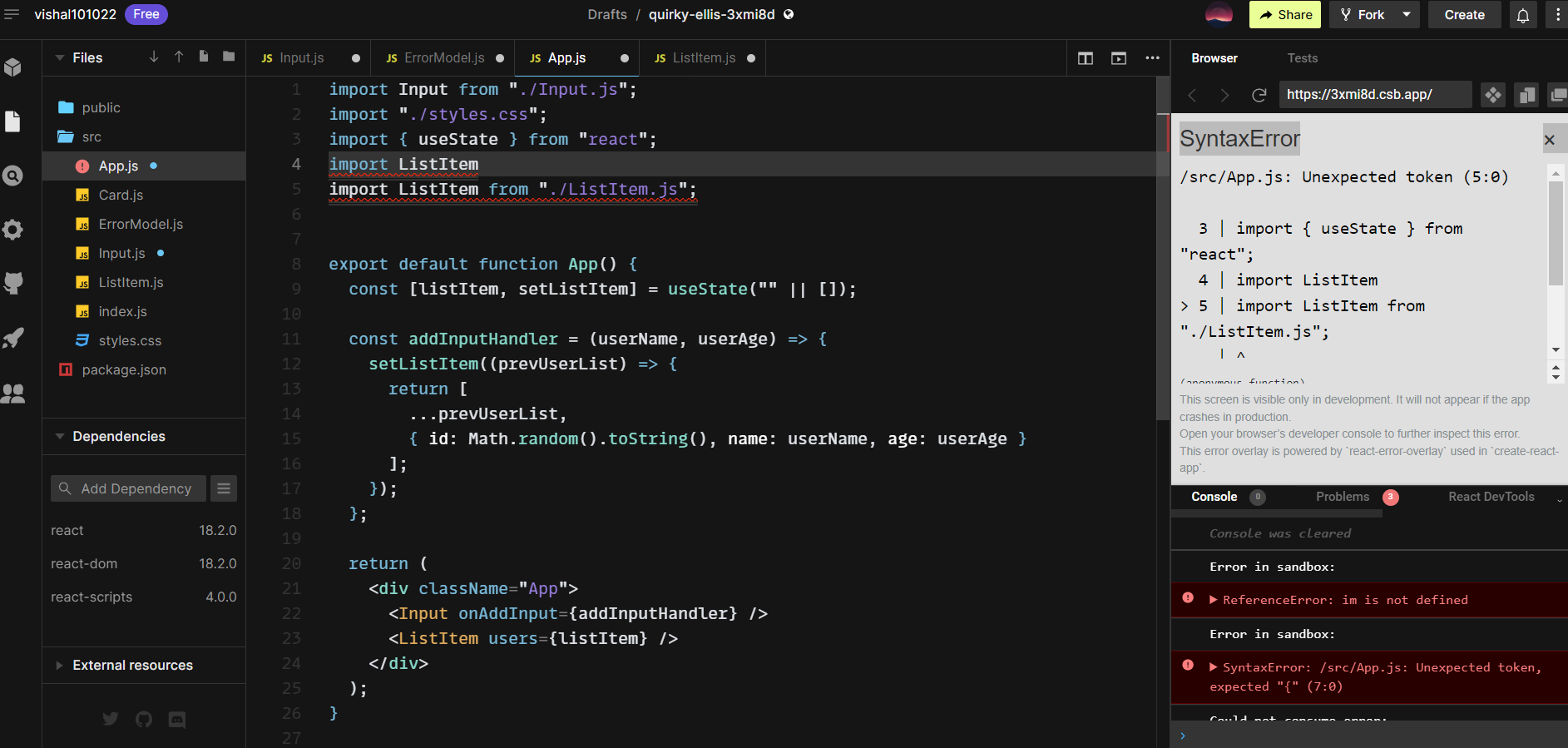 Auto Import component is not working properly · Issue #7225 · codesandbox/codesandbox-client ...