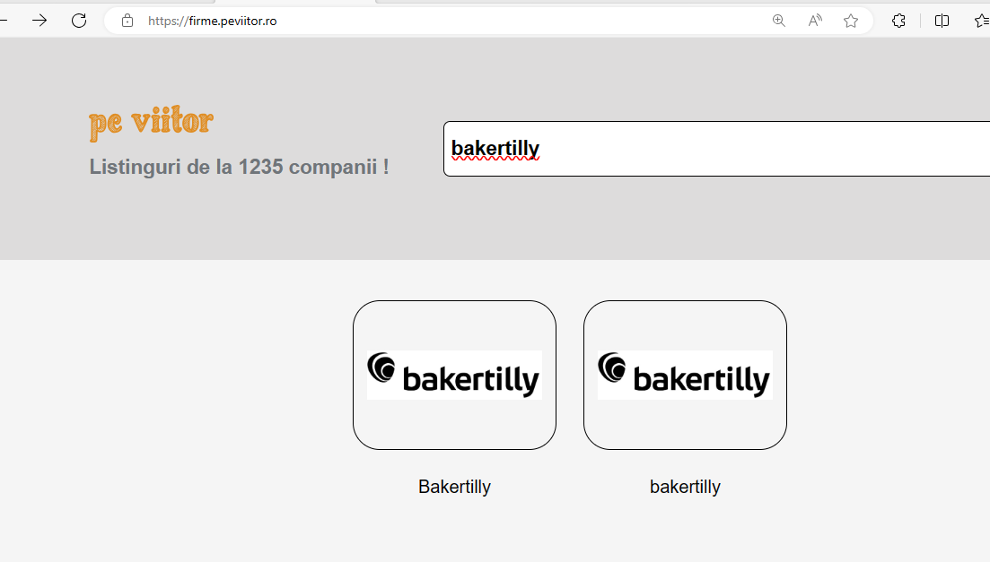 In the search box of the site peviitor.ro, company "Bakertilly" appears twice. · Issue #57 ...