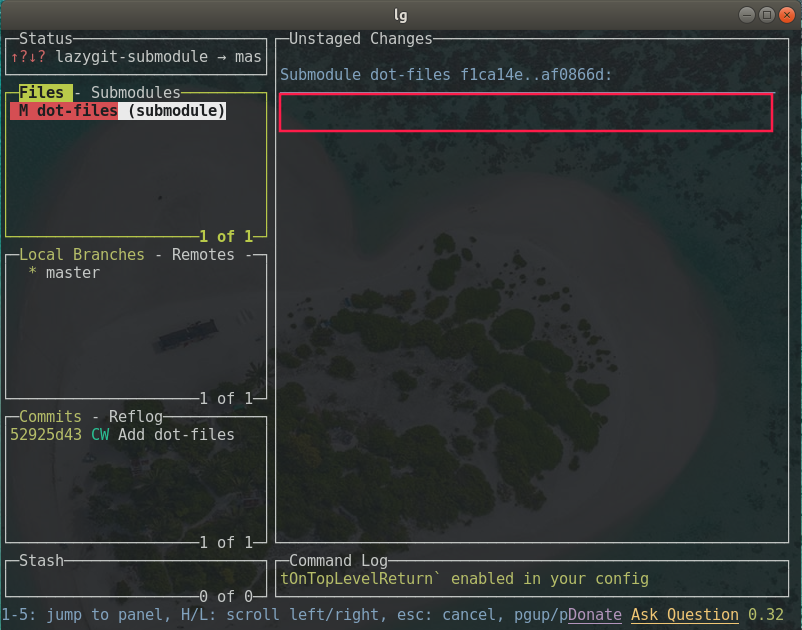 Does not display change log of submodule with delta as custom pager · Issue #1771 ...