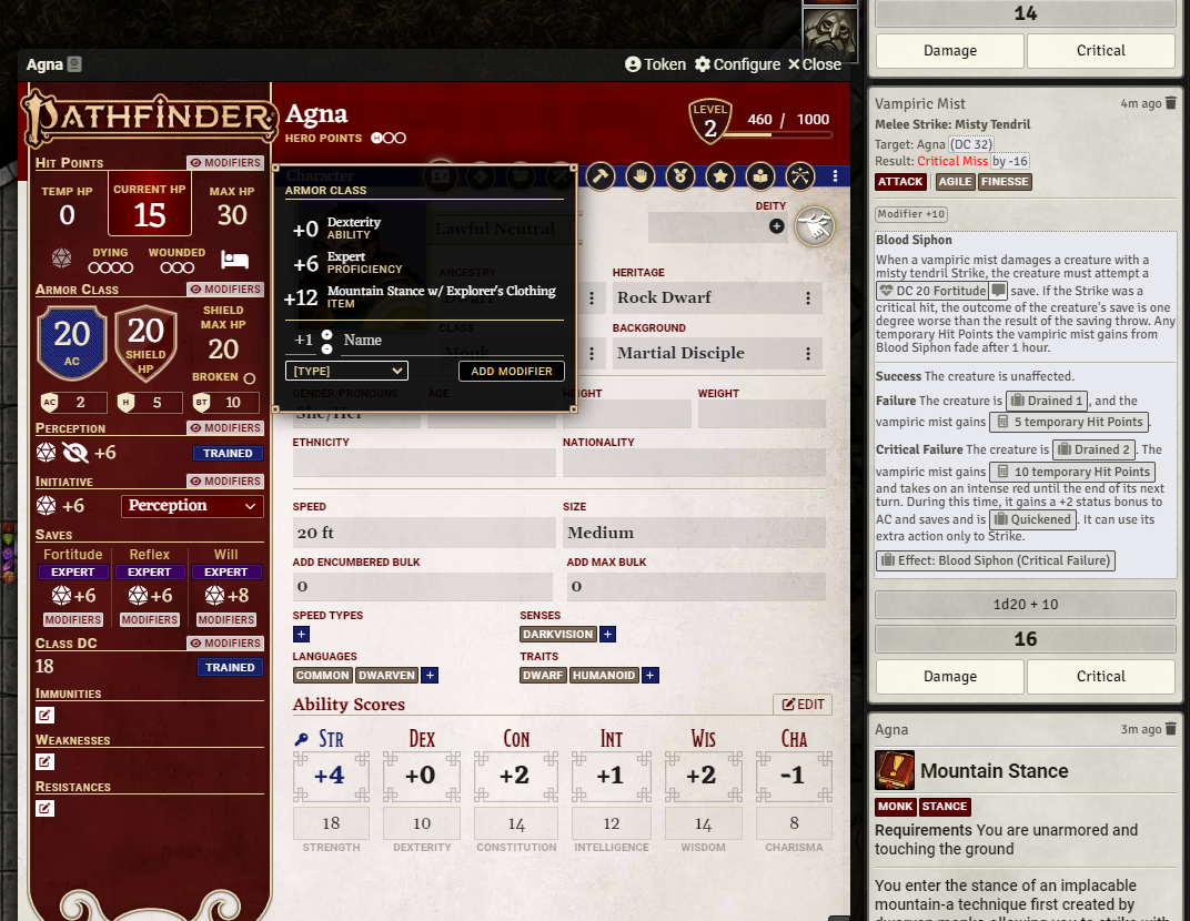 Mountain Stance in Explorer's Clothing · Issue #7994 · foundryvtt/pf2e · GitHub