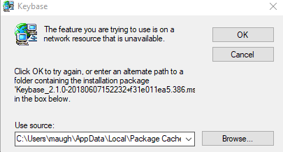 Windows 10: Can't Update or Uninstall · Issue #12535 · keybase/client · GitHub