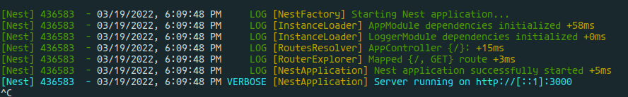 Better message differentiation on successfully started cli · Issue #1576 · nestjs/nest-cli · GitHub