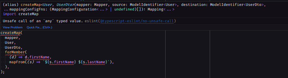 [core] Typing is breaking few `@typescript-eslint/*` rules · Issue #447 · nartc/mapper · GitHub