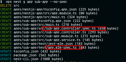`nest G App Sub App No Spec` Should Not Create The Test File · Issue 2327 · Nestjs Nest Cli