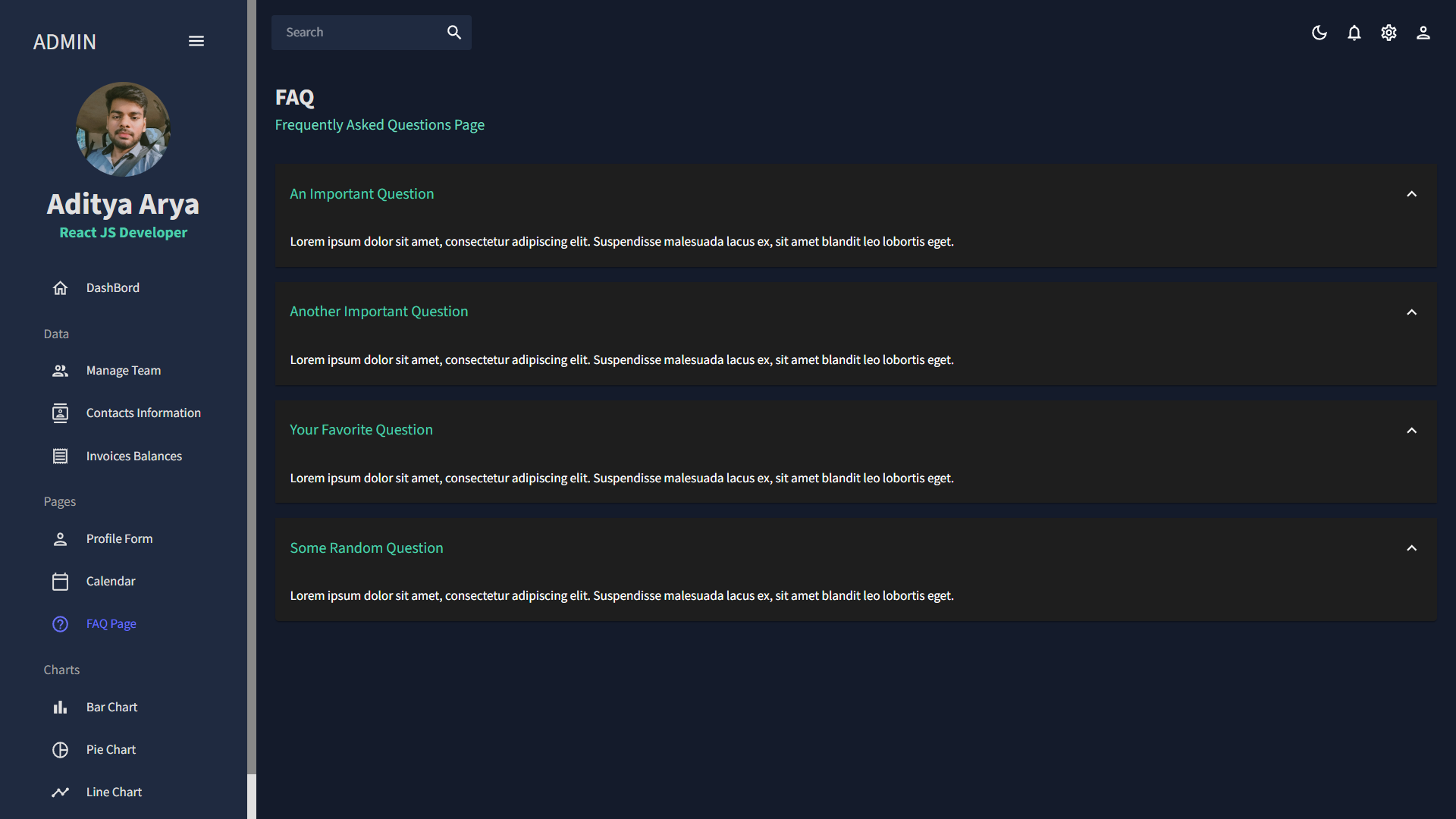Github Aadiii01dashboardreactjs In This Project I Made The Dashboard Using Reactjs