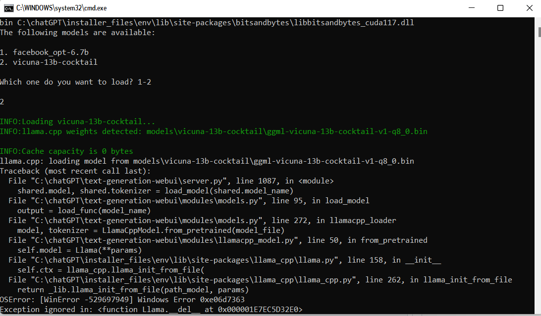 AttributeError: 'LlamaCppModel' object has no attribute 'model' · Issue #2336 · oobabooga/text ...