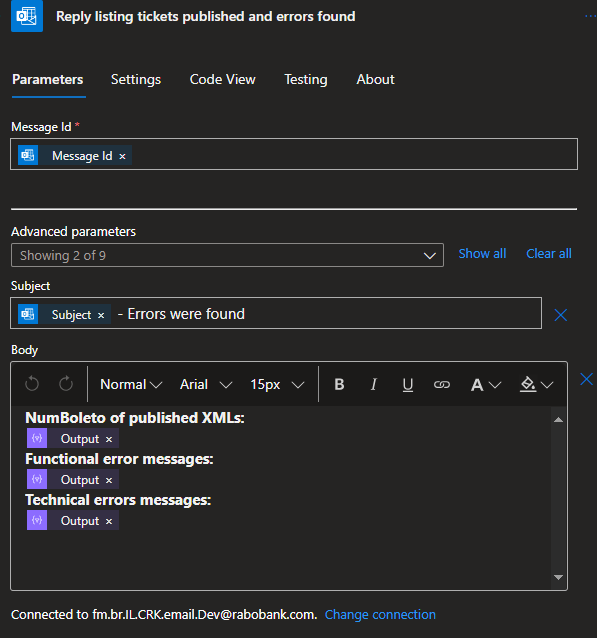 Body of "reply email v3" that contains multiple dynamic contents converts all of them to the ...