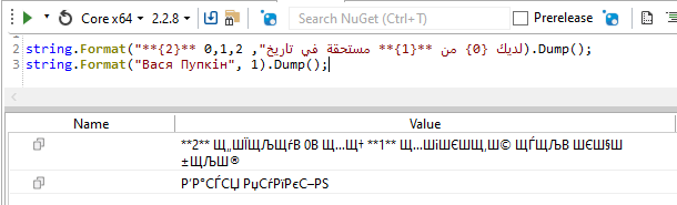 Unicode characters are not supported in Results Window · Issue #356 · roslynpad/roslynpad · GitHub