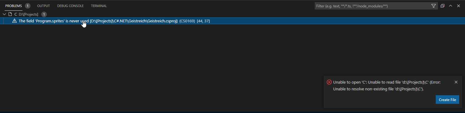 Paths containing hash symbol (#) in Problems panel break file link ...