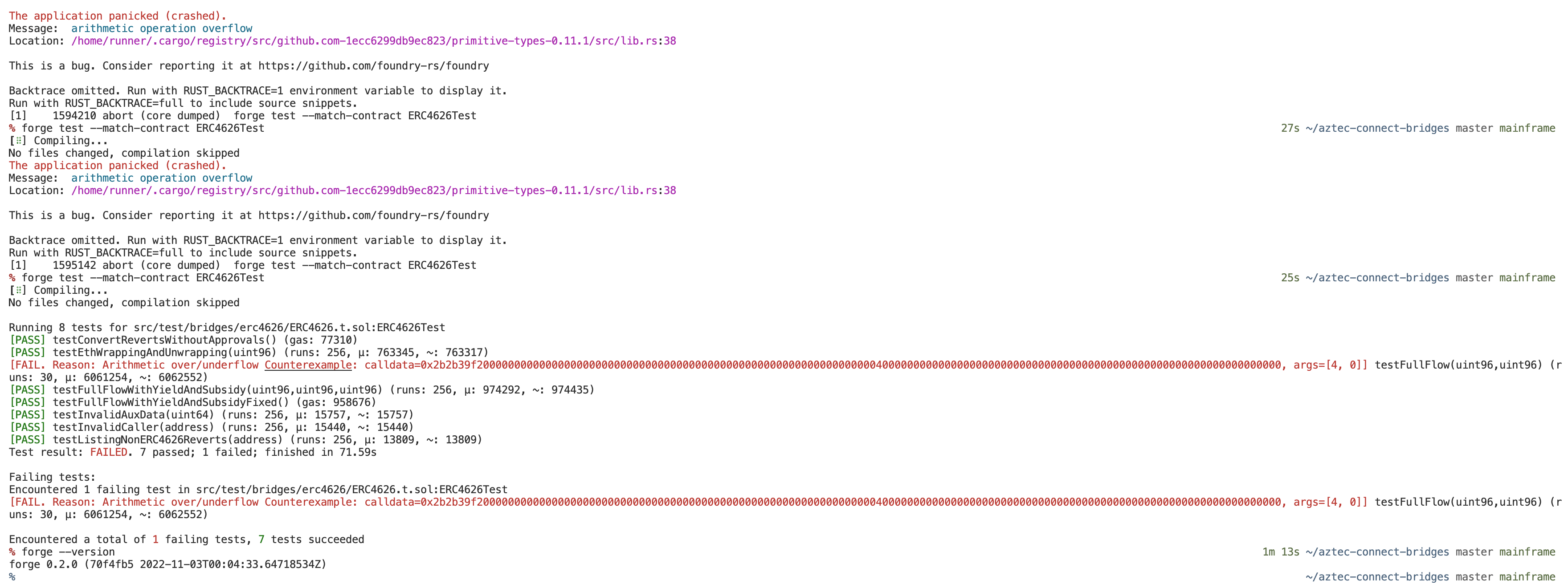 Foundry crashes with `arithmetic operation overflow` · Issue #3596 · foundry-rs/foundry · GitHub