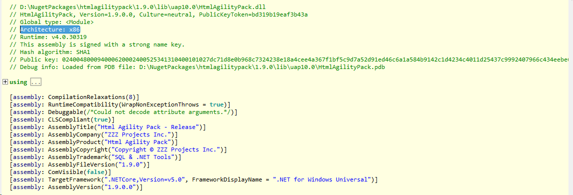 lib\uap10.0\HtmlAgilityPack.dll targets x86 · Issue #283 · zzzprojects/html-agility-pack · GitHub