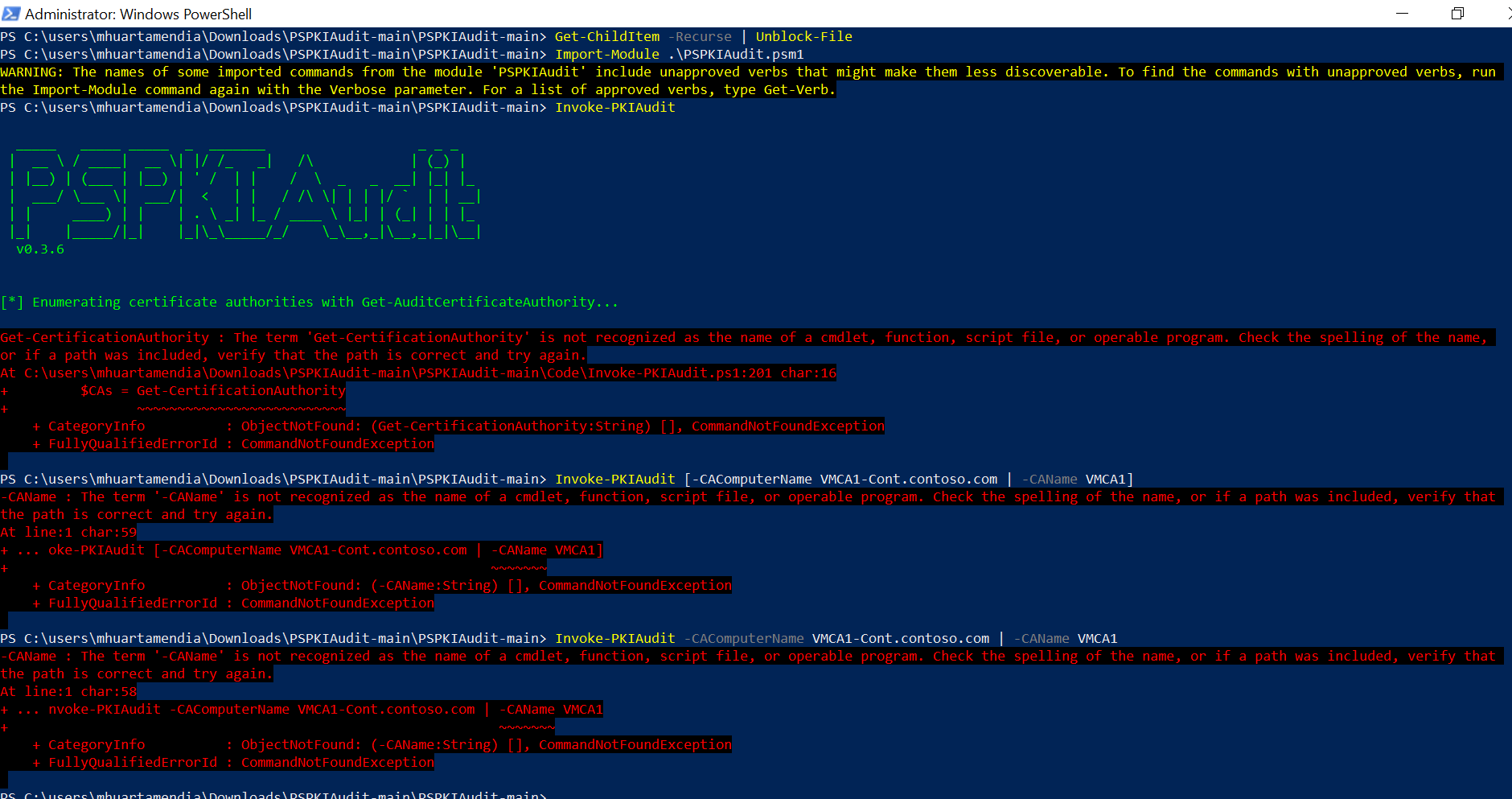 Invoke-PSPKIAudit not recognized · Issue #26 · GhostPack/PSPKIAudit ...