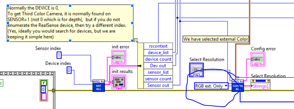 LabVIEW Wrapper & D435: HelloWorld Color + Depth Example crashes ...