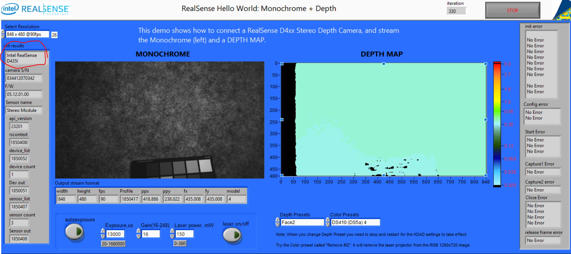 "No RealSense Camera Found" error using a demo of labview SDK wrapper library · Issue #5744 ...
