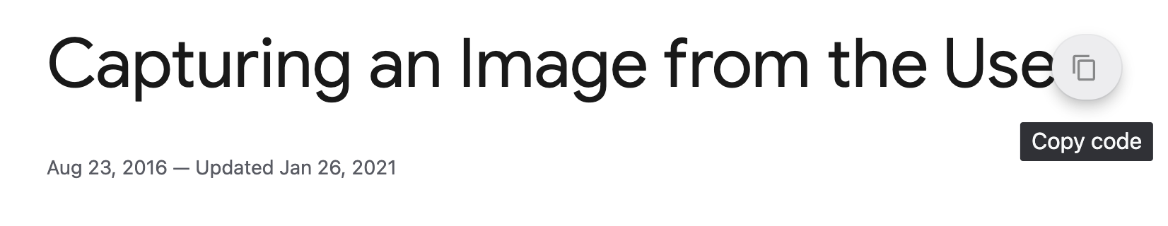 Unexpected Copy Code Button Appears In Title Heading On Capturing An Image From The User