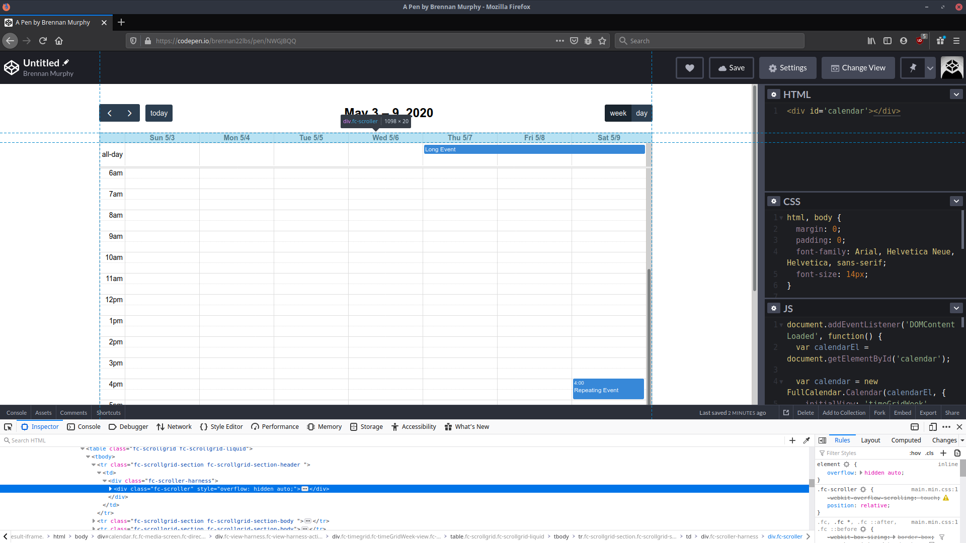 dayHeaders bar develops extra space on Firefox · Issue #5445 · fullcalendar/fullcalendar · GitHub