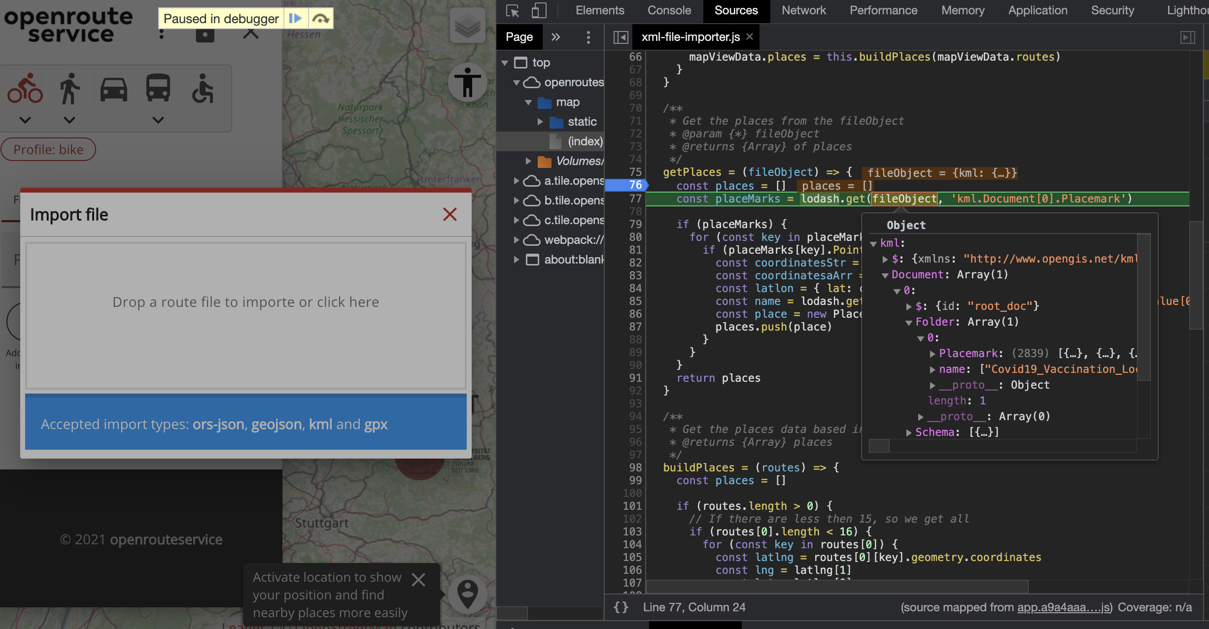 Add support to import kml with folder structure · Issue #78 · GIScience/ors-map-client · GitHub