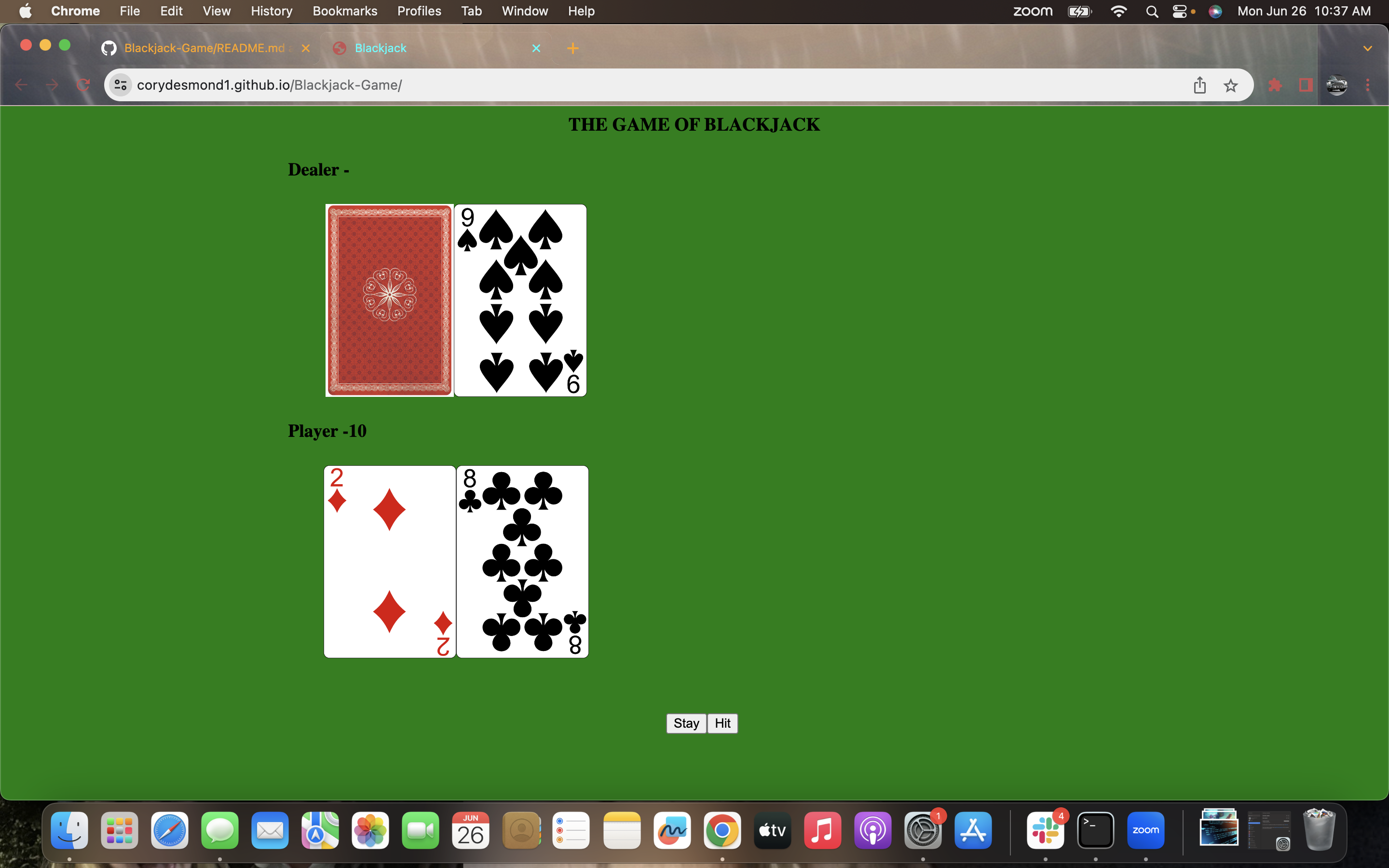 GitHub - corydesmond1/Blackjack-Game: Here we will be coding the game ...