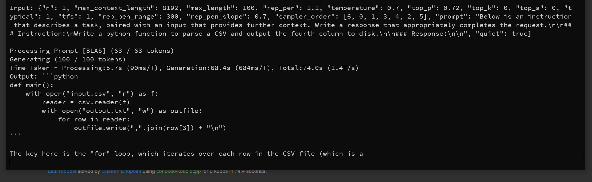 Code in python not formatted....at all. · Issue #339 · LostRuins/koboldcpp · GitHub