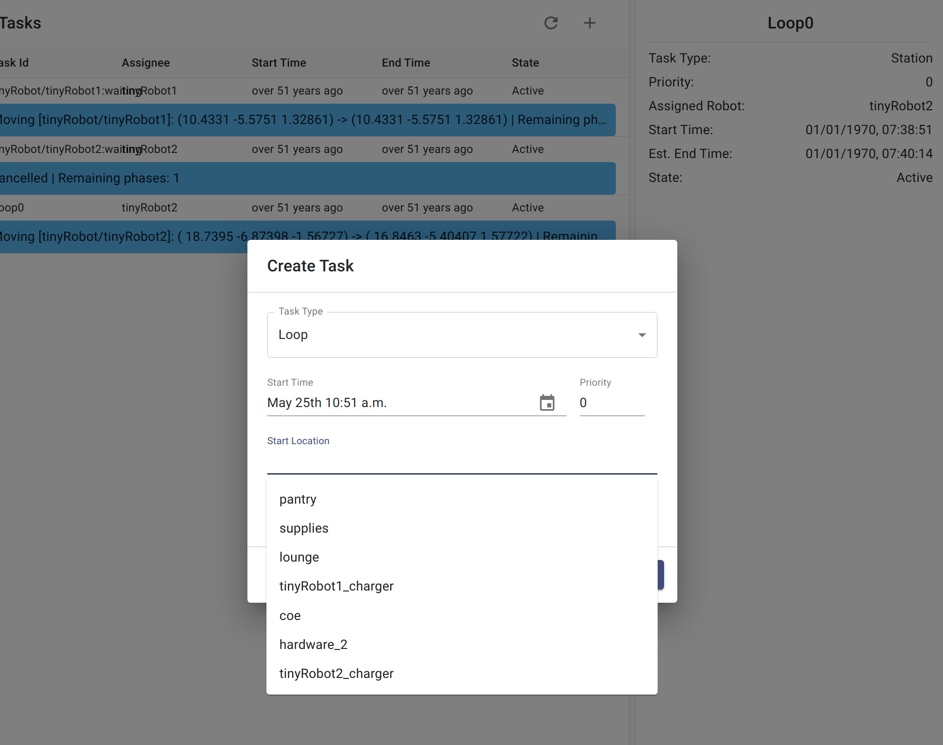 [throwaway/demo] Modifications to Tasks Tab · Issue #352 · open-rmf/rmf-web · GitHub