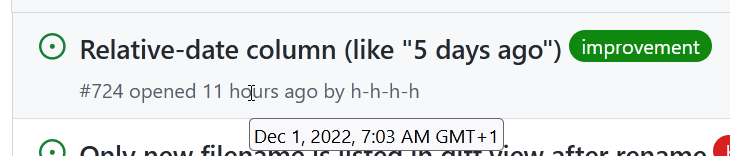 Relative-date column (like "5 days ago") · Issue #724 · mhutchie/vscode-git-graph · GitHub