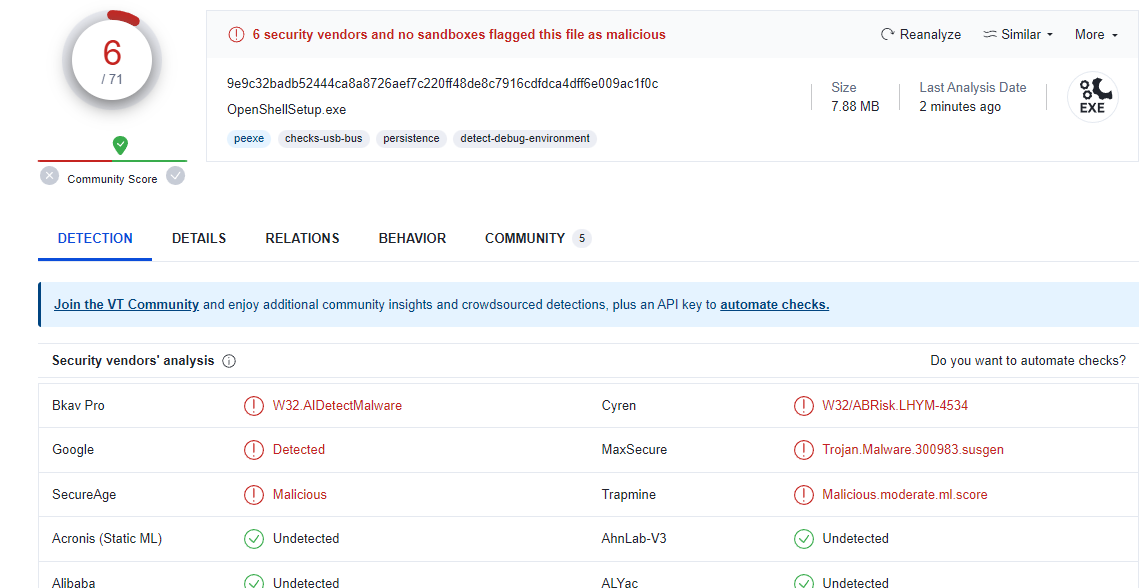 Virus, Trojan Malware and more things · Issue #1692 · Open-Shell/Open-Shell-Menu · GitHub