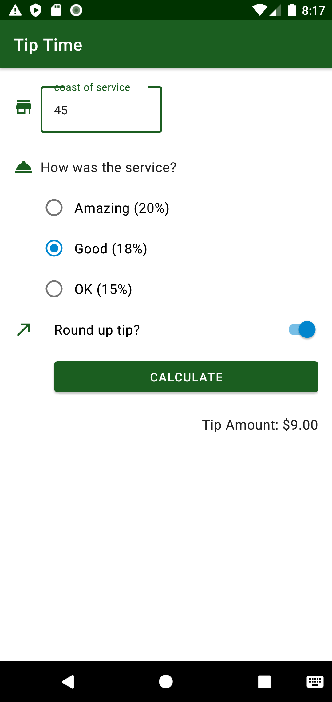 GitHub - AzizaHelmy/TipTime: Android app to calculate Tip based of type ...