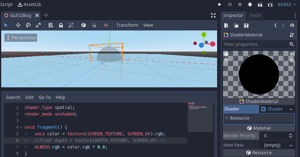 Sampling depth texture in GLES2 breaks sampling screen texture · Issue #49900 · godotengine ...