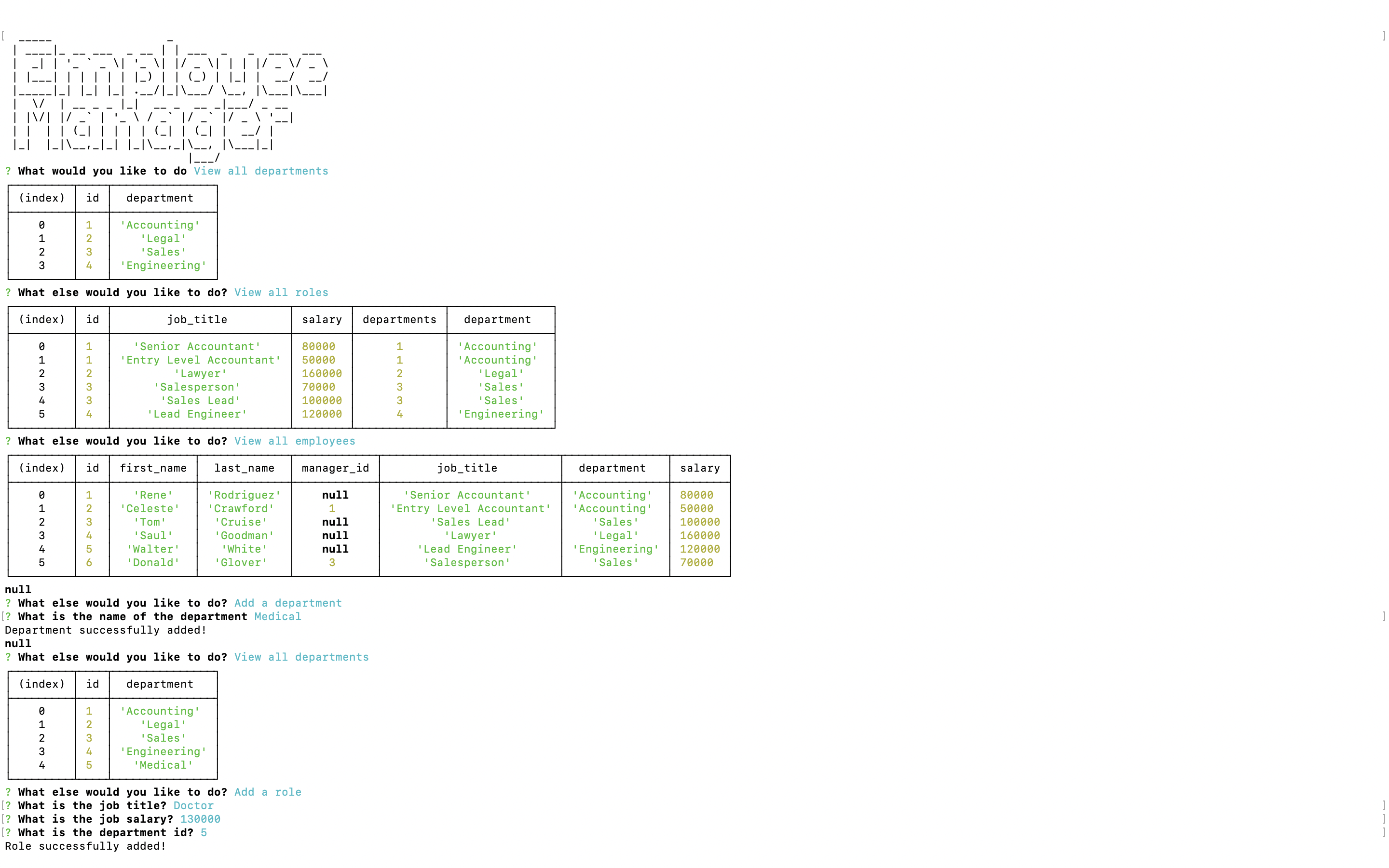 GitHub - rodriguezr1016/employee-tracker: An application that is ran from the terminal that ...