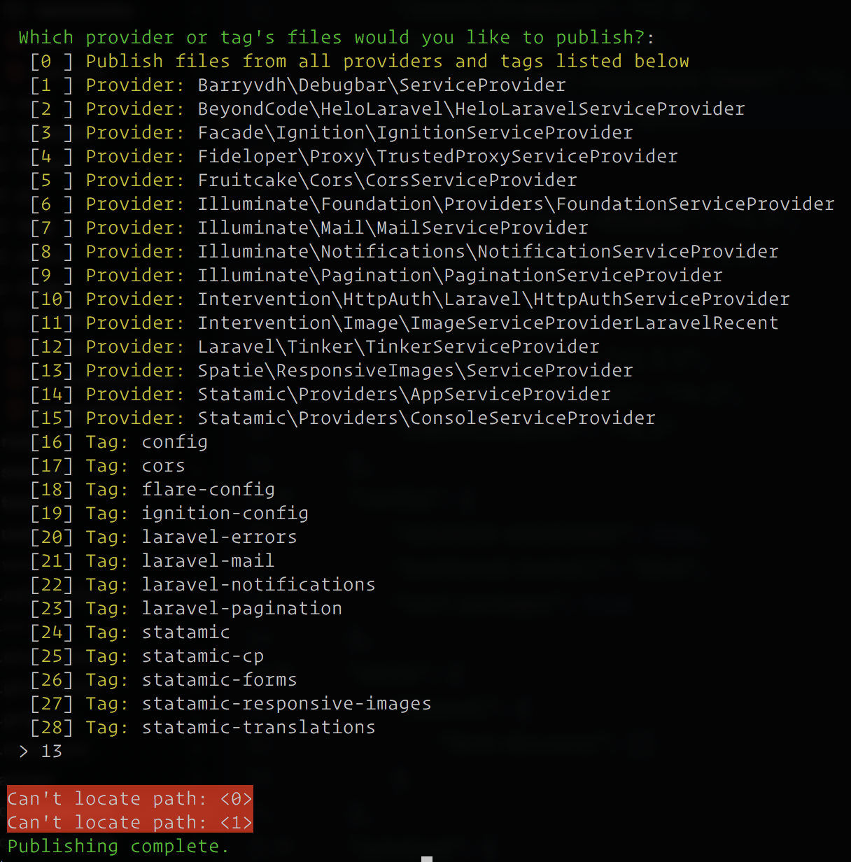 "Can't locate path" error on artisan vendor:publish · Issue #6 · spatie/statamic-responsive ...