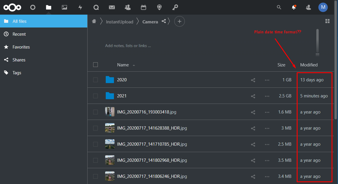 Plain date time format on the list of files · Issue #341 · nextcloud-libraries/nextcloud-files ...