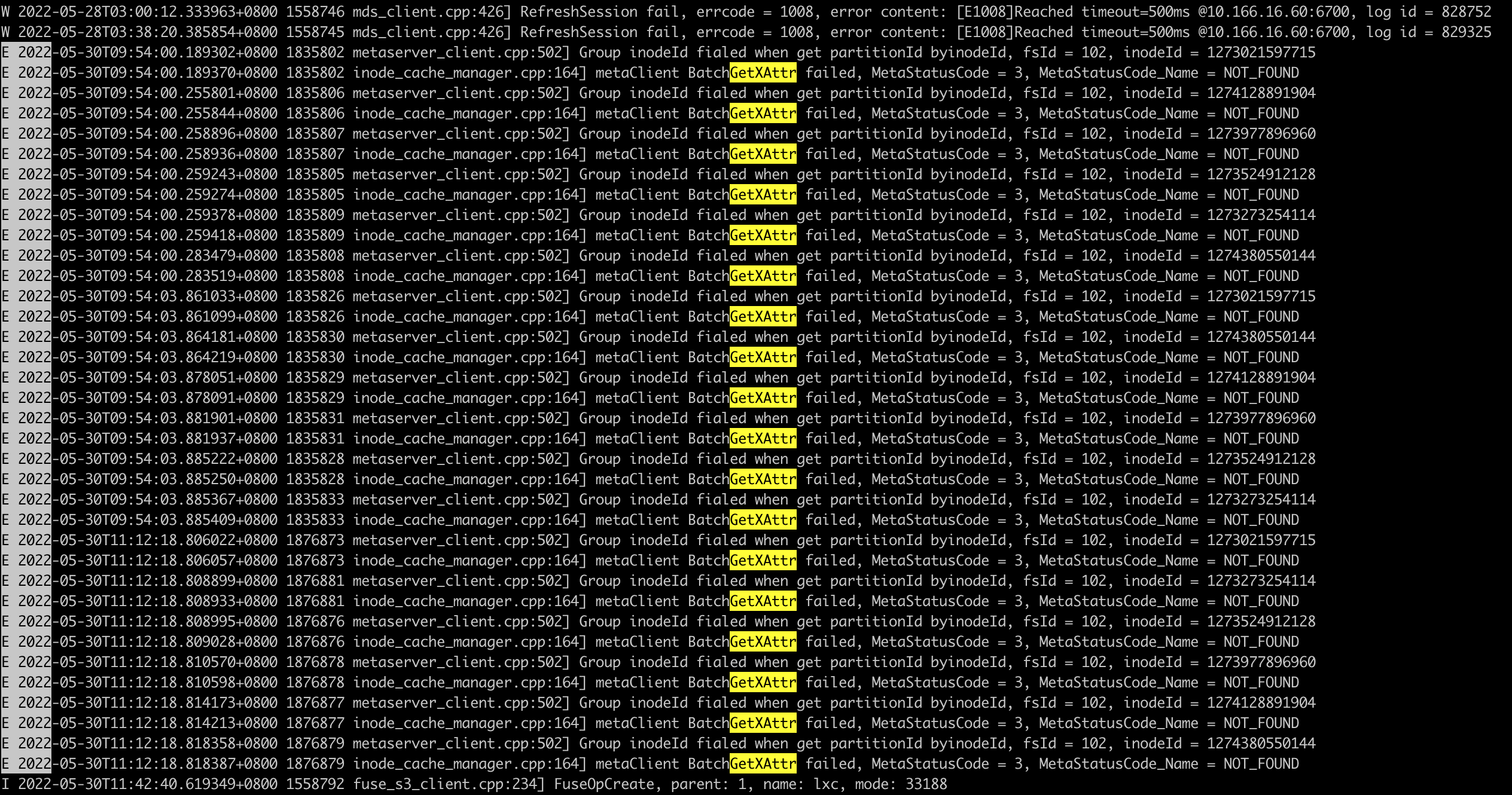 Get partition failed by inodeId in metacache · Issue #1521 · opencurve/curve · GitHub