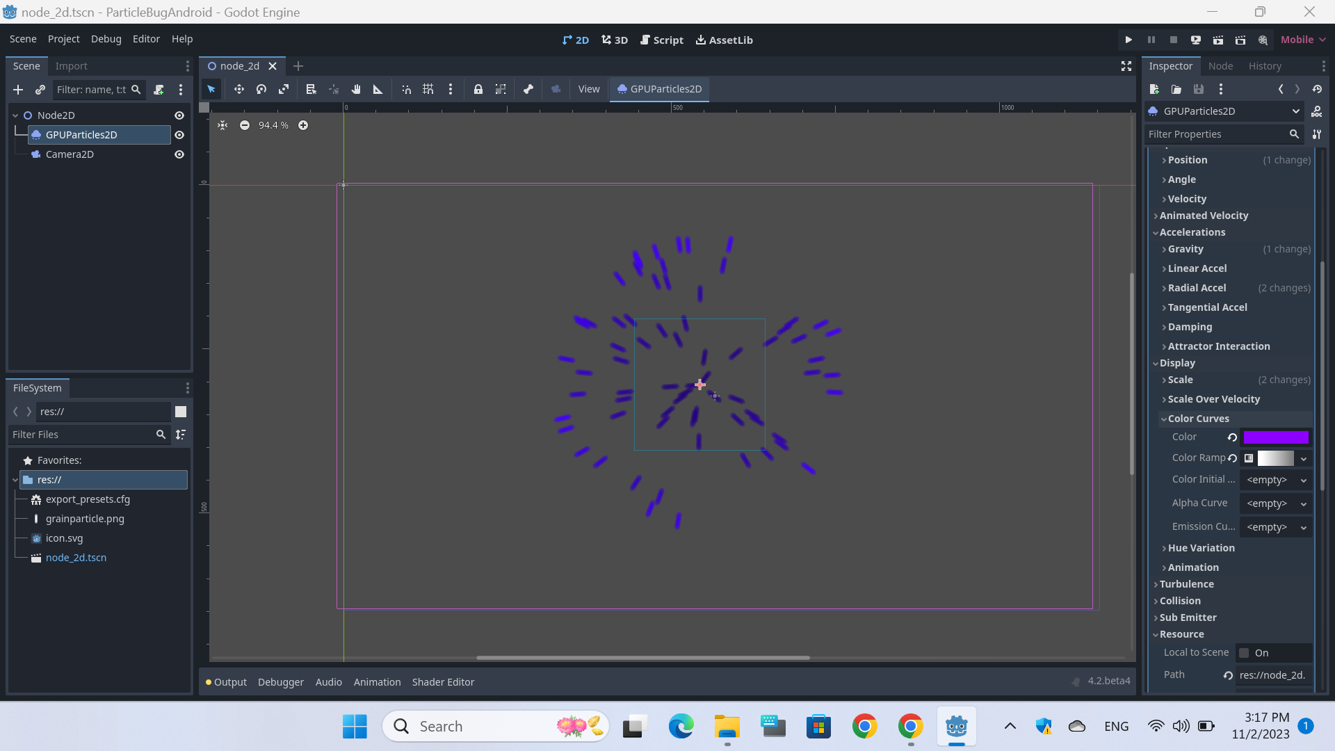 OpenGL: GPUParticles2D not showing after first launch on Android · Issue #84352 · godotengine ...