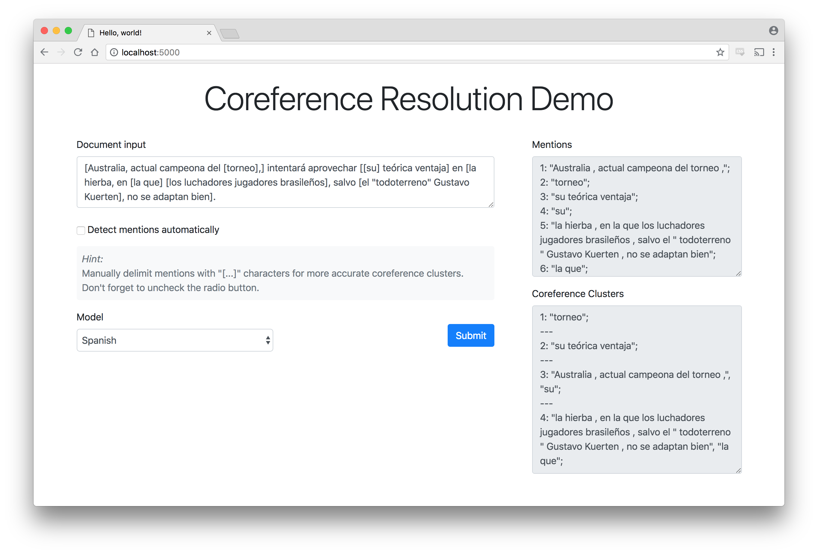 Github Andrefcruzcoref Web Platform Site For Testing A Coreference
