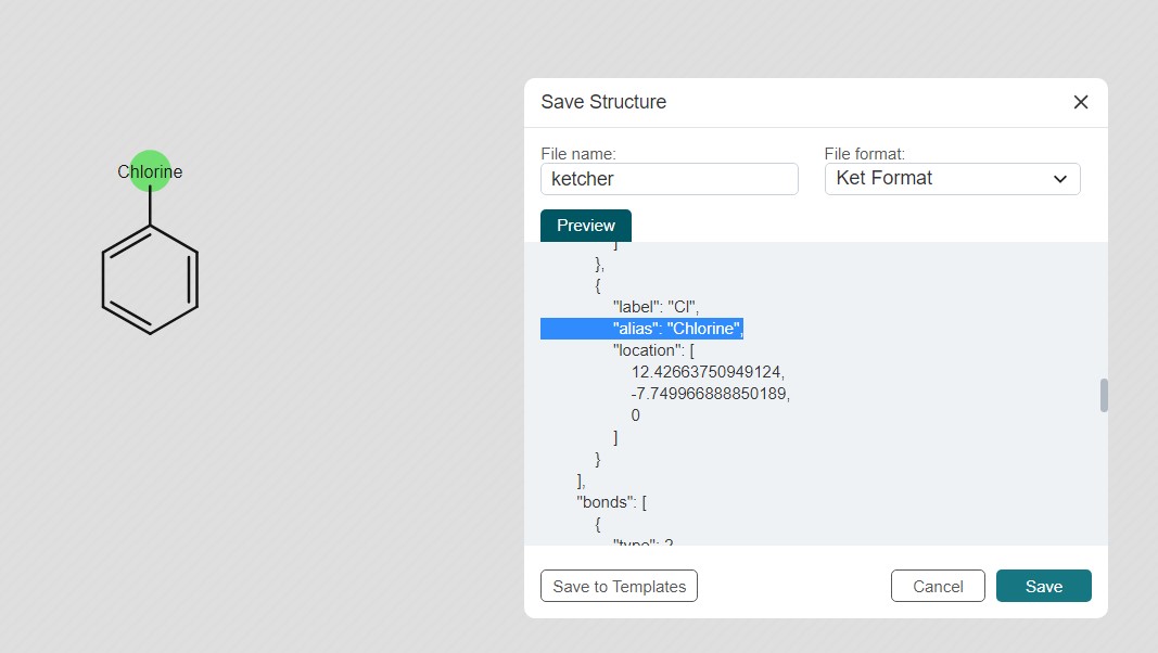 When we give alias name to chemical then structure gets removed from ...