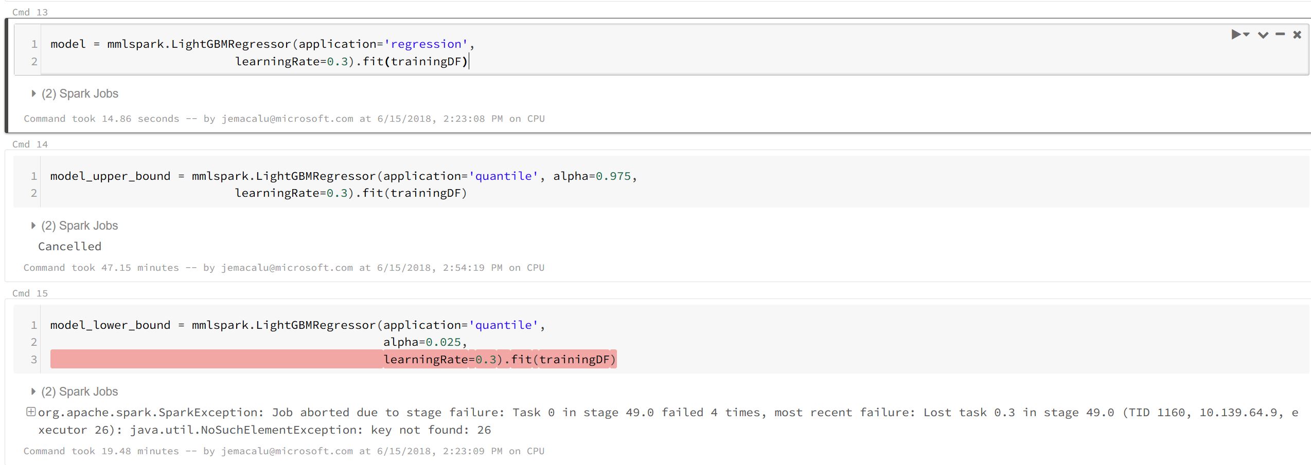 LightGBMRegressor Odd Behavior on Azure Databricks · Issue #317 · microsoft/SynapseML · GitHub