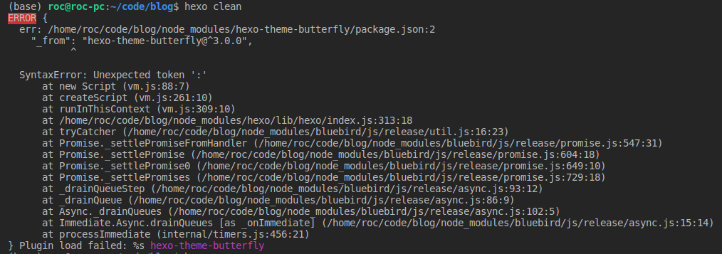 hexo clean 报错，package.json似乎有错 · Issue #308 · jerryc127/hexo-theme-butterfly · GitHub