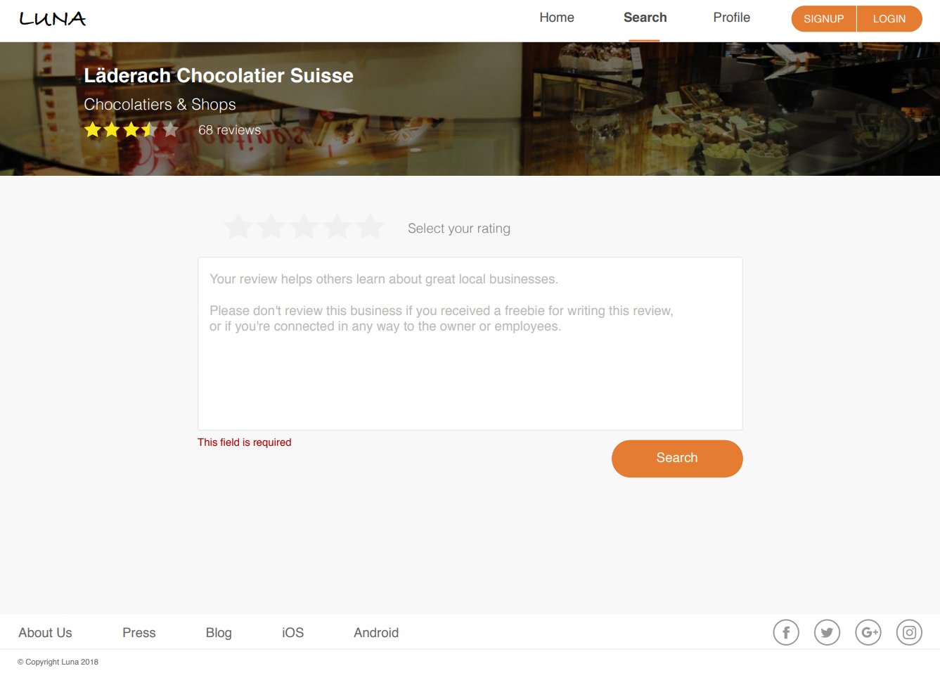 GitHub - FloWinkler/luna-project-bootcamp: RESTAURANT REVIEW WEBSITE ⭐⭐⭐⭐⭐