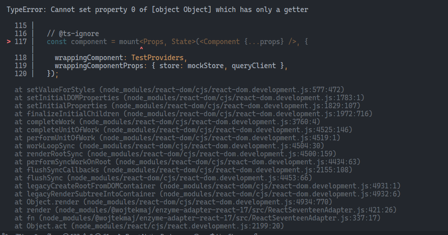 Typeerror Cannot Set Property 0 Of Object Object Which Has Only A Getter When React Dom 2032