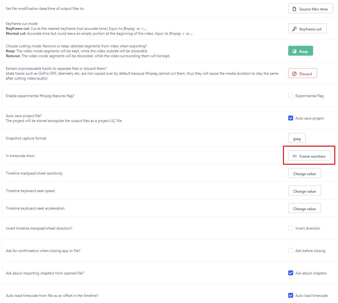 [Feature Request] View timestamps as frame count · Issue #878 · mifi/lossless-cut · GitHub