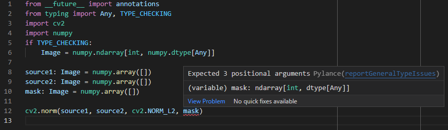 [cv2-stubs] cv2.norm function is missing a parameter · Issue #2089 · microsoft/pylance-release ...