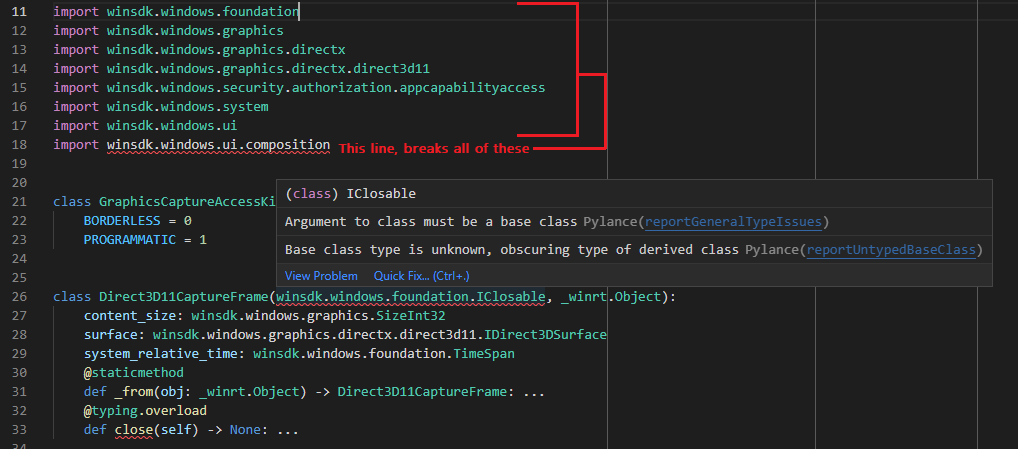 Importing an unknown member of a module causes all types in a stub file ...